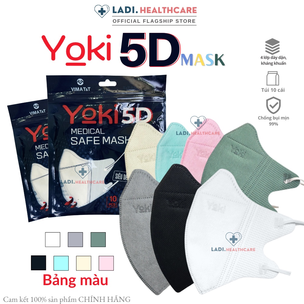 [SET 50Cái] Khẩu trang 5D Mask Yoki 2.5PM kháng khuẩn 4 Lớp Dày hàng ...
