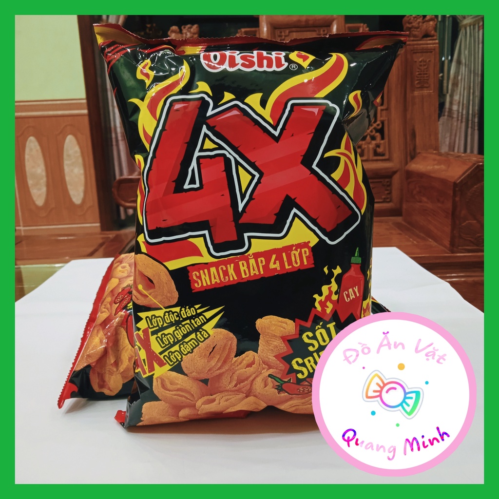 Bim bim Oishi Snack 4X bắp 4 lớp sốt sriracha vị cay và vị sườn nướng ...