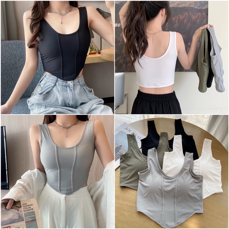 Áo Bra Nữ 2 Dây Bản To Gân Giữ Dán Lửng Vạt Tròn Có Đệm Ngực Trend Mới ...