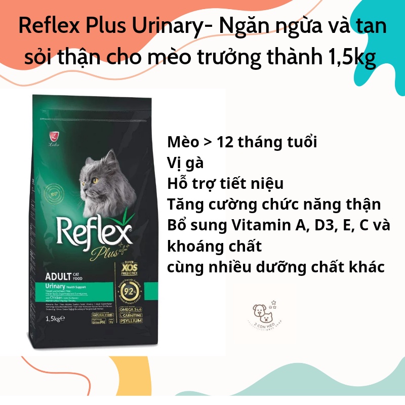 [Túi 1,5kg] Thức ăn cho mèo Hạt Reflex Plus Urinary hỗ trợ thận cho mèo ...