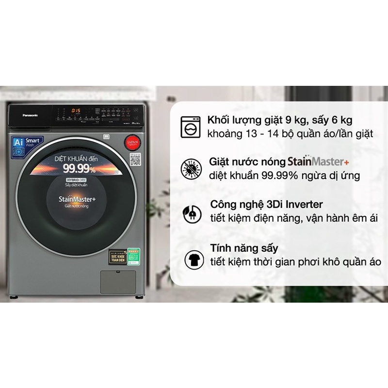Máy giặt sấy Panasonic Inverter 9 kg NA-S96FC1LVT 2022 | Shopee Việt Nam