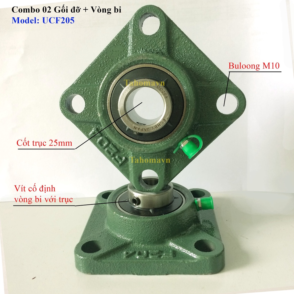 [ Khuyến Mại] Combo 02 Gối Đỡ vòng bi Trục 25mm, Gối Đỡ Hình Vuông trục phi 25, Gối đỡ trục 25mm ...