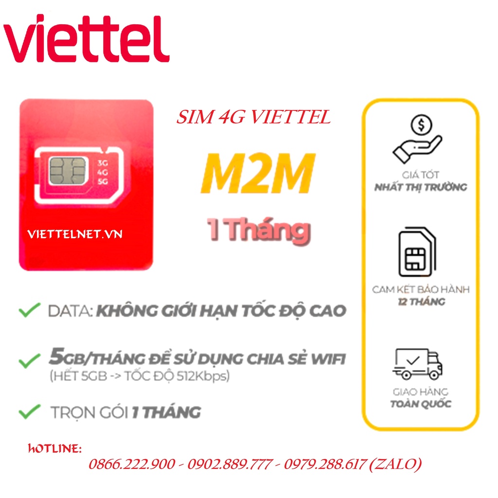 SIM DATA M2M / NB-IOT VIETTEL cho thiết bị định vị GPS, cục phát wifi ...