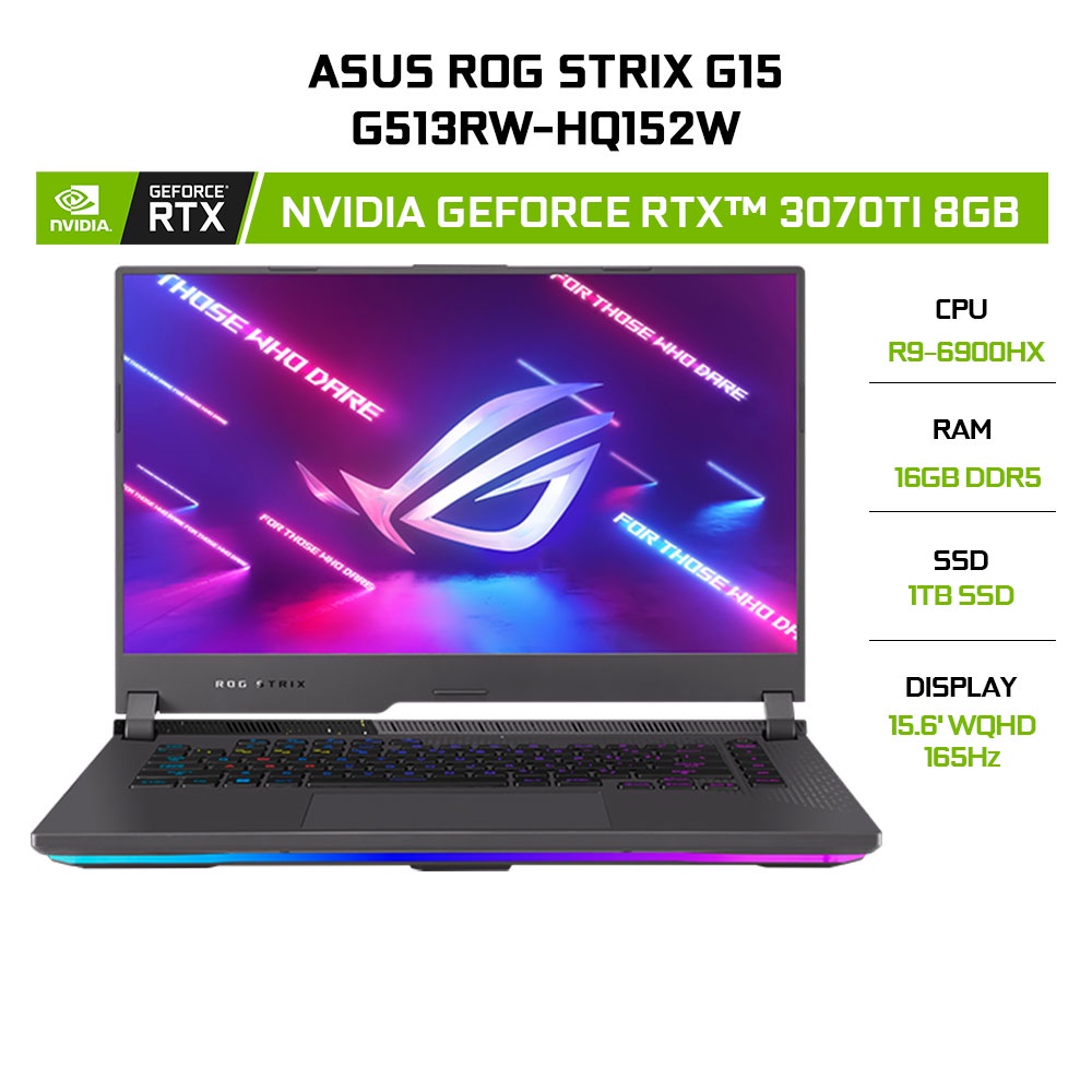 Laptop ASUS ROG Strix G15 G513RW-HQ152W R9-6900HX 16G 1TB RTX 3070Ti 8G ...