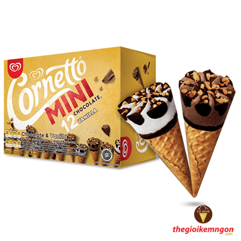 Kem ốc quế mini socola vani Wall's Cornetto Mini Chocolate Vanilla 336ML | Shopee Việt Nam