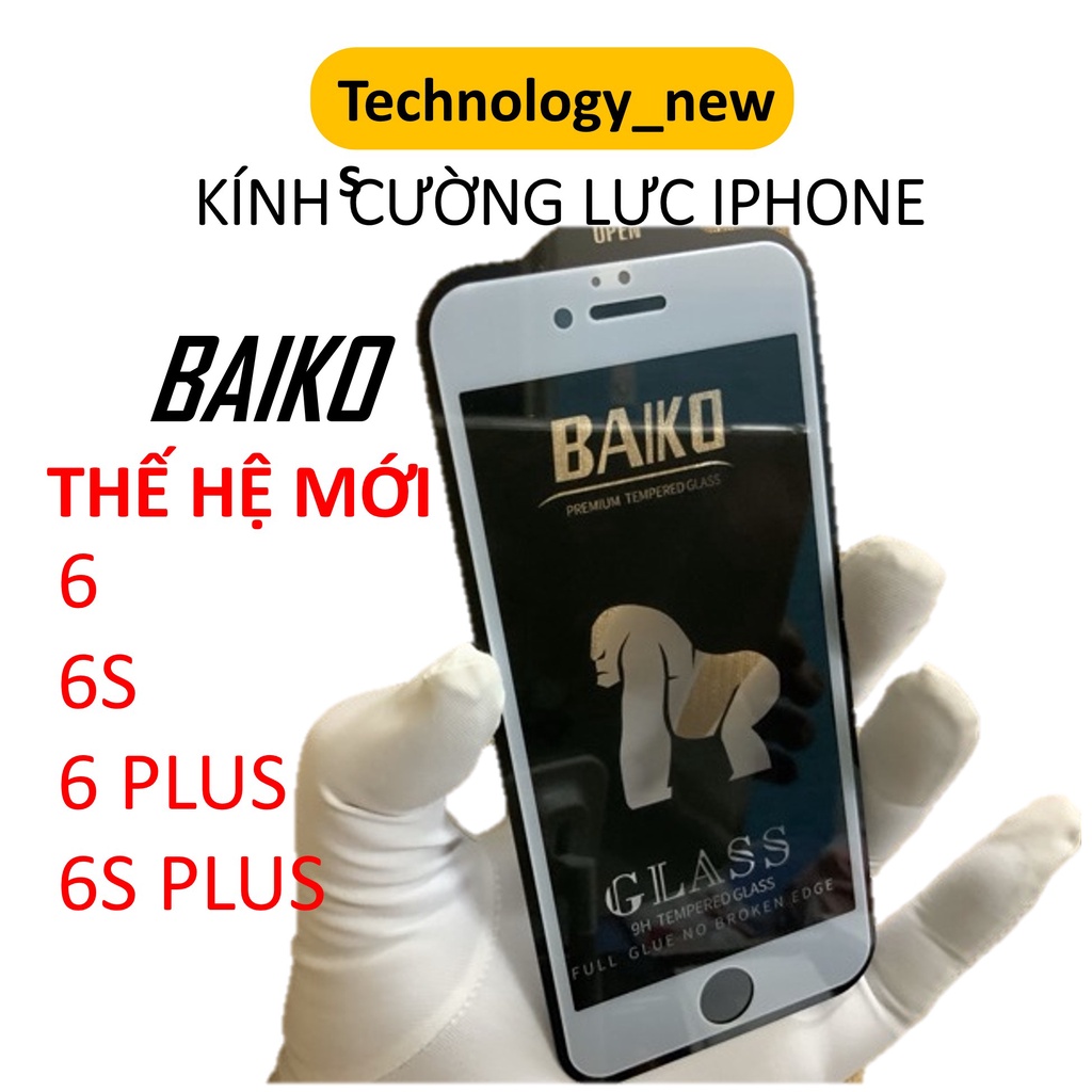 Cường lực Baiko cho iPhone 6, 6s, 6 plus, 6s plus, 6plus, 6splus full màn hình siêu mượt siêu ...