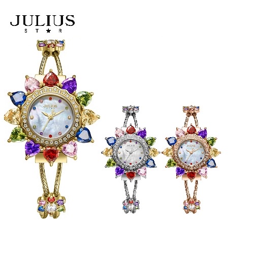 Julius Mall - Đồng Hồ Nữ JS-021A Julius Star Mặt Hoa Đính Đá swarovski ...