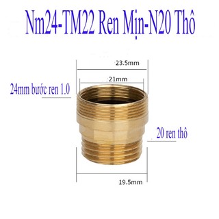 Đầu Chuyển Đổi Vòi Nước Ren Ngoài M24 -Trong M22 Mịn Sang Ren Trong M20 ...