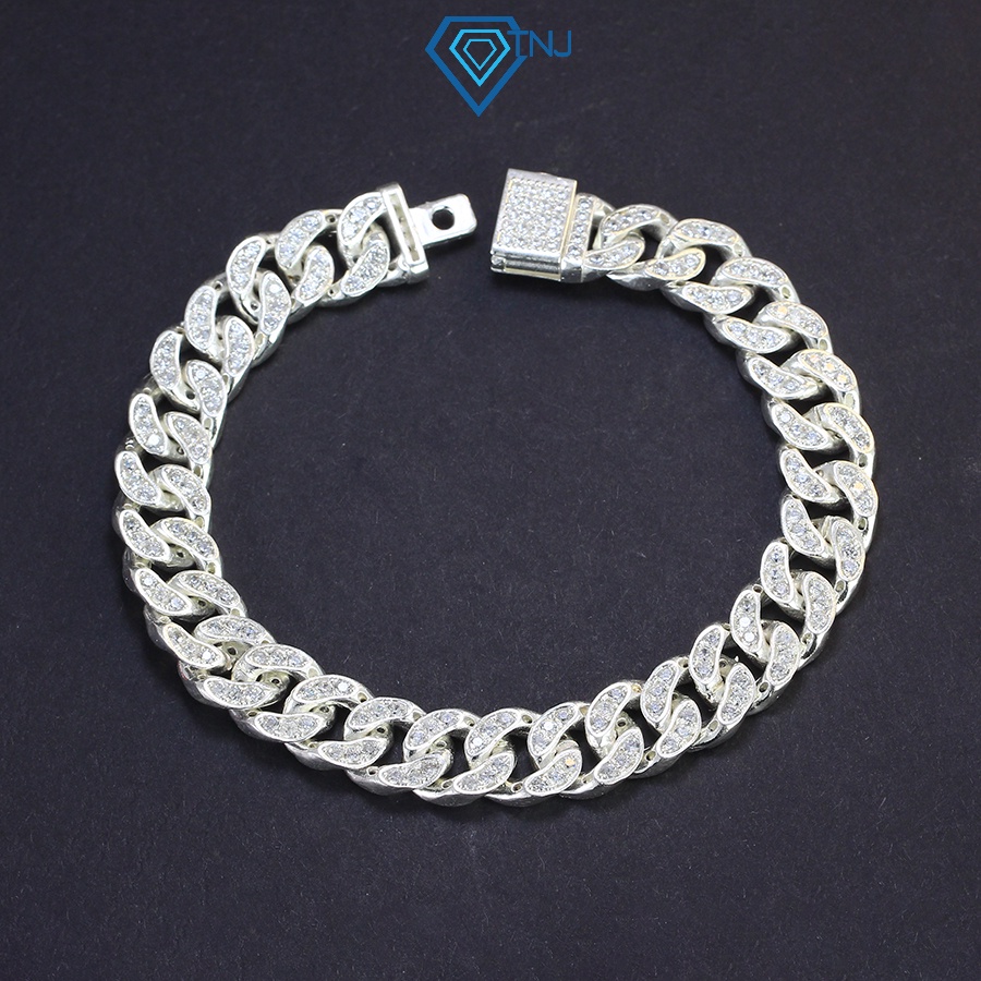 Vòng tay nam bạc cuban đính đá bản 10mm LTA0058 - Trang Sức TNJ ...
