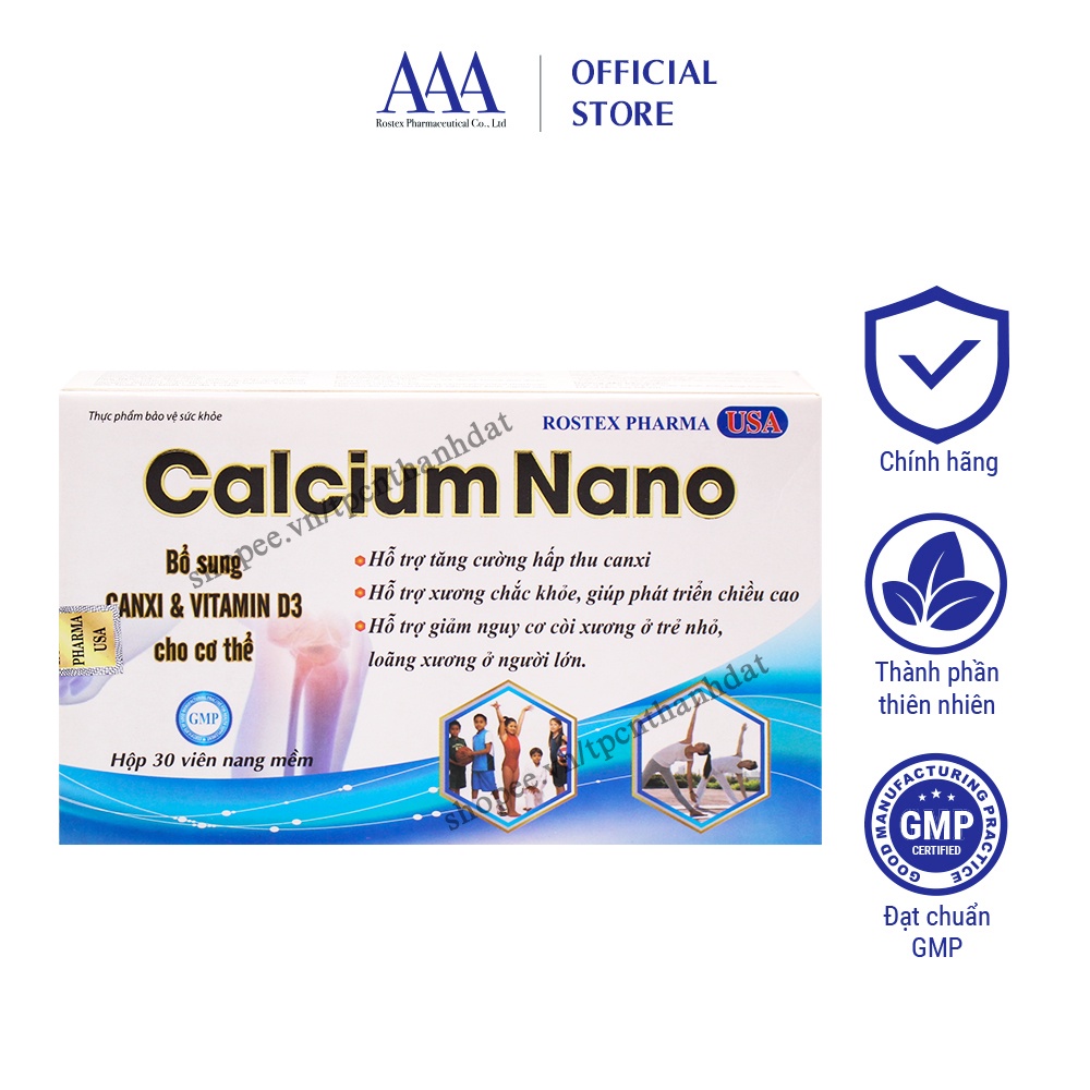 Calcium Nano bổ sung Canxi, Vitamin D3, Omega 3 hỗ trợ phát triển chiều cao - 30 viên | Shopee ...