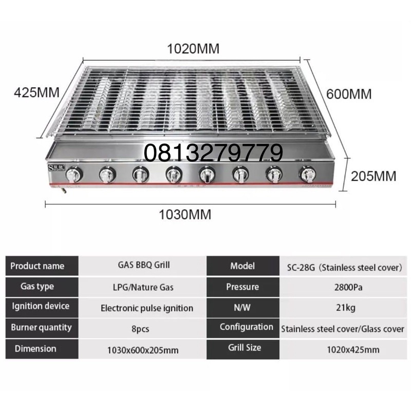BẾP NƯỚNG GAS 8 INOX LỚN NƯỚNG HẢI SẢN BBQ HÀU | Shopee Việt Nam