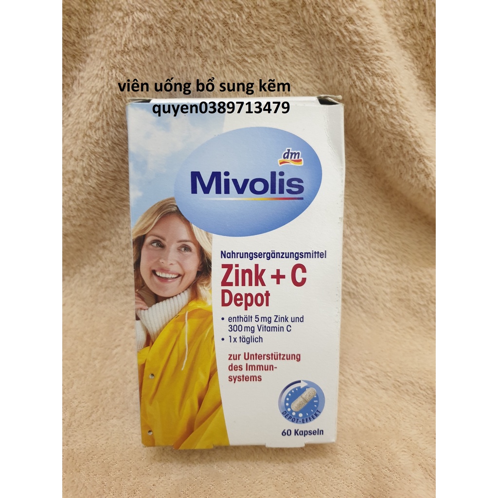 Viên uống bổ sung kẽm và vitamin C Mivolis Zink + C Depot, 60 Viên ...