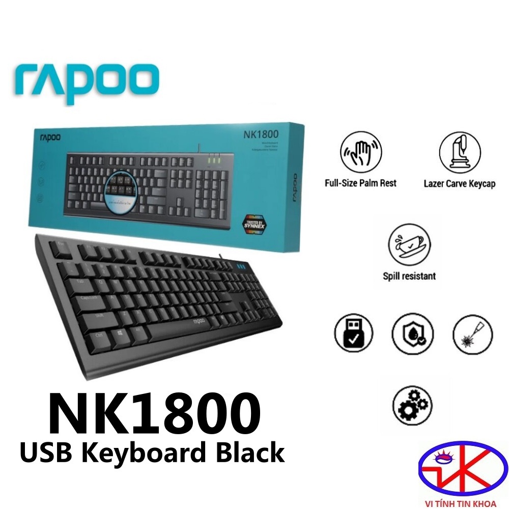 Bàn phím có dây dùng cho văn phòng RAPOO NK1800 màu đen. | Shopee Việt Nam