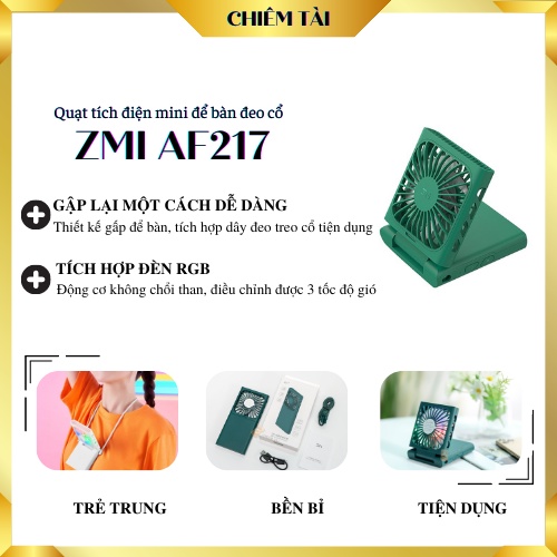 Quạt tích điện mini để bàn đeo cổ ZMI AF217 | Shopee Việt Nam