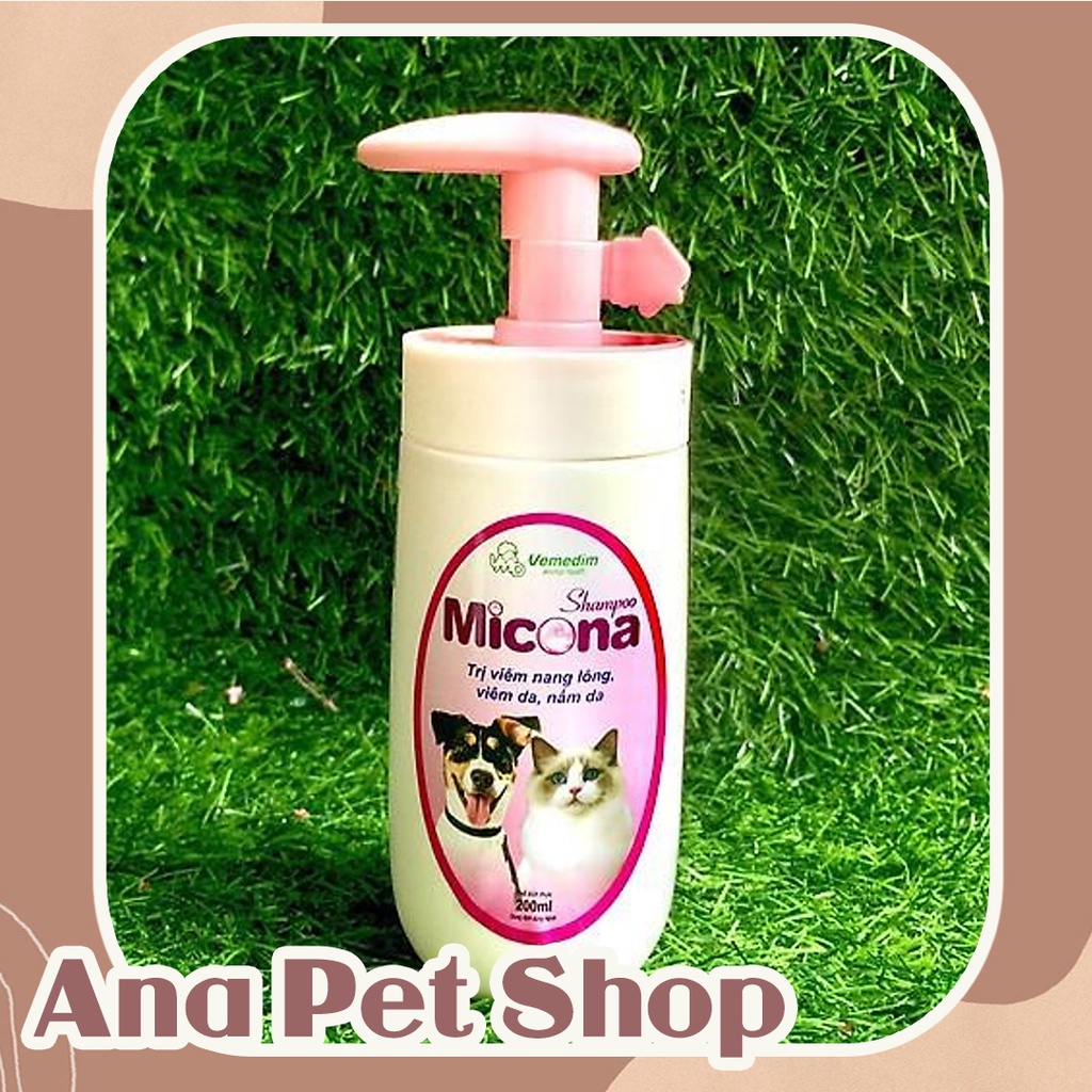 Dầu tắm đặc trị cho chó mèo bị ghẻ nấm, viêm da lông MICONA 200ml ...