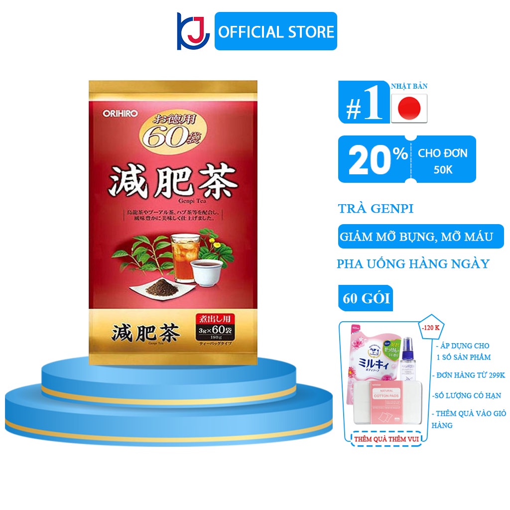 Trà Genpi Orihiro hỗ trợ giảm mỡ thừa quy cách (60 gói/túi) | Shopee Việt Nam