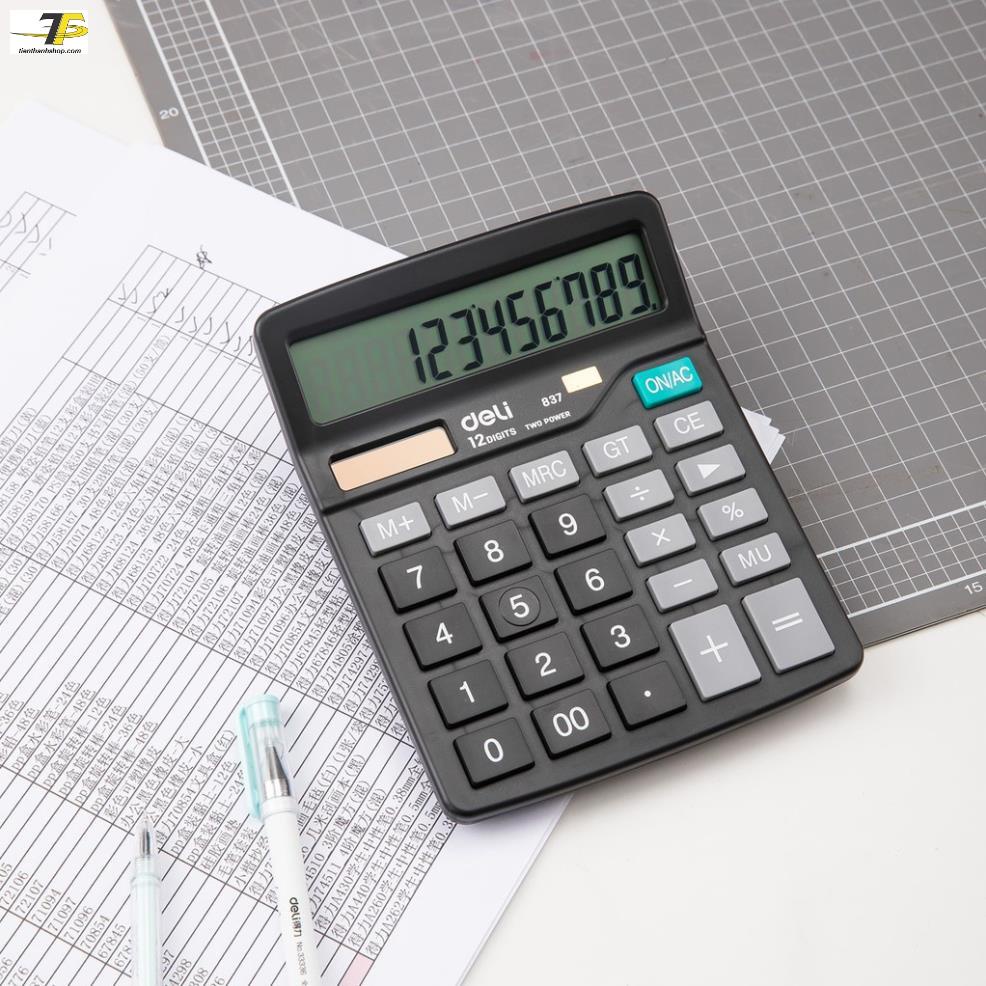 Máy tính tiền 12 số Deli 837 [chính hãng] | Shopee Việt Nam