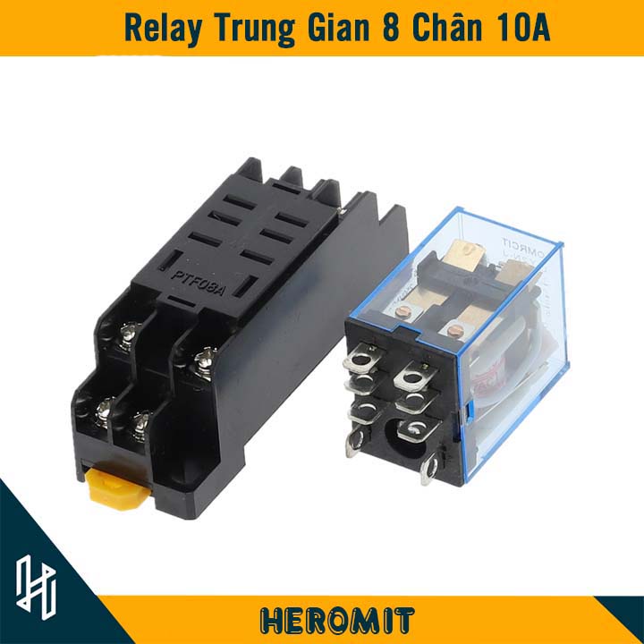 Rơ le trung gian 8 chân 10A 12v 24v 220vac , relay kiến LY2N ( kèm đế ) | Shopee Việt Nam