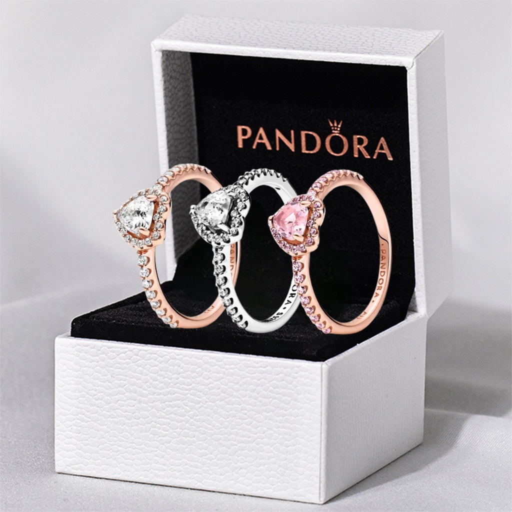 Nhẫn Pandora Trái Tim Sparkling Elevated Heart Ring Nhẫn Pandora Trái Tim Bạc S925 Ale Full