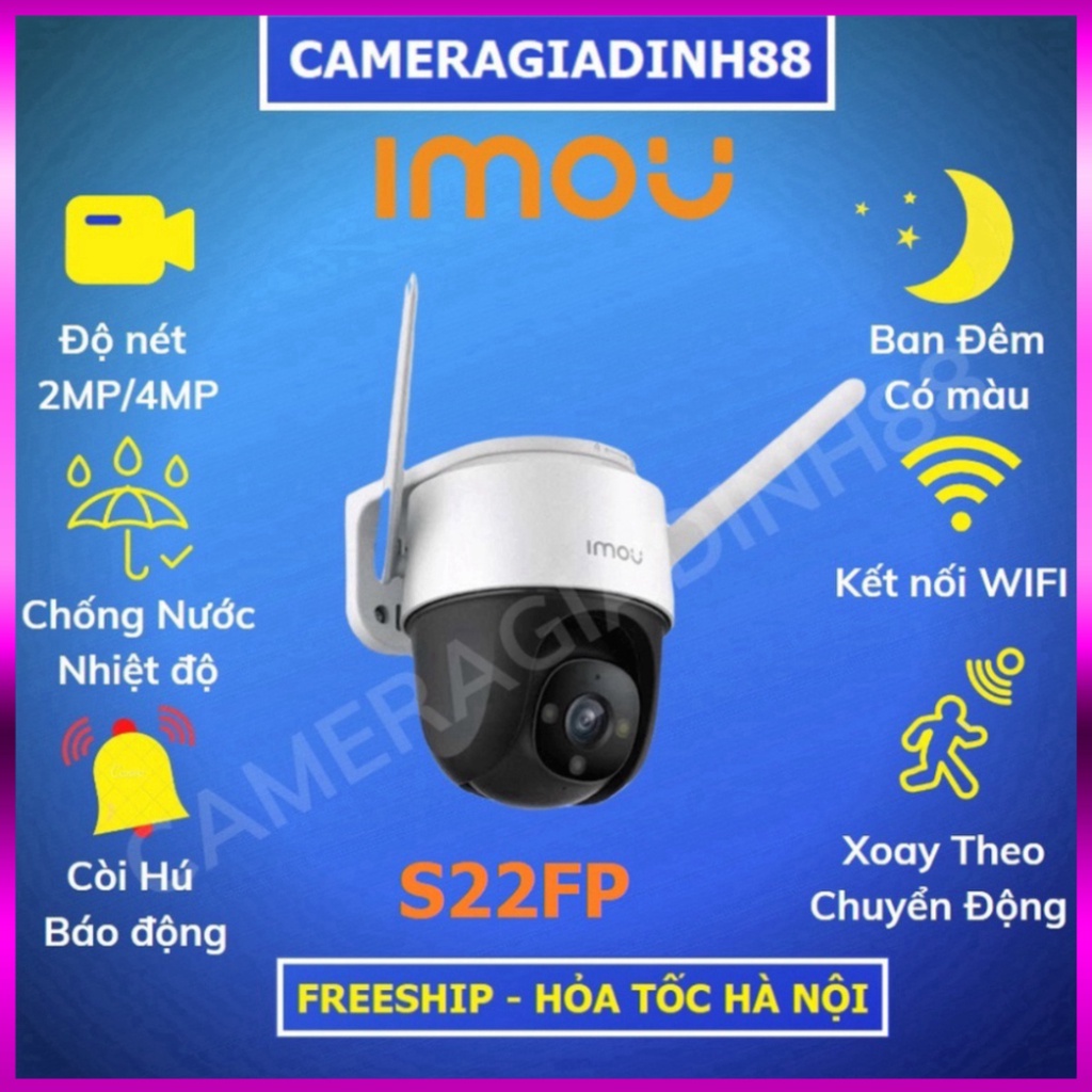 Camera Wifi IMOU ngoài trời màu ban đêm, Xoay 360 độ, CRUISER 2MP 4MP ...