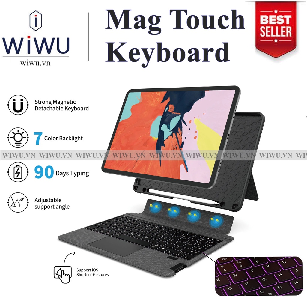 Bao da bàn phím WIWU Mag touch Keyboard cho IPad Gen 10 / 10.9'' 2022 , Pro 11 / 12.9 '' / M1 ...
