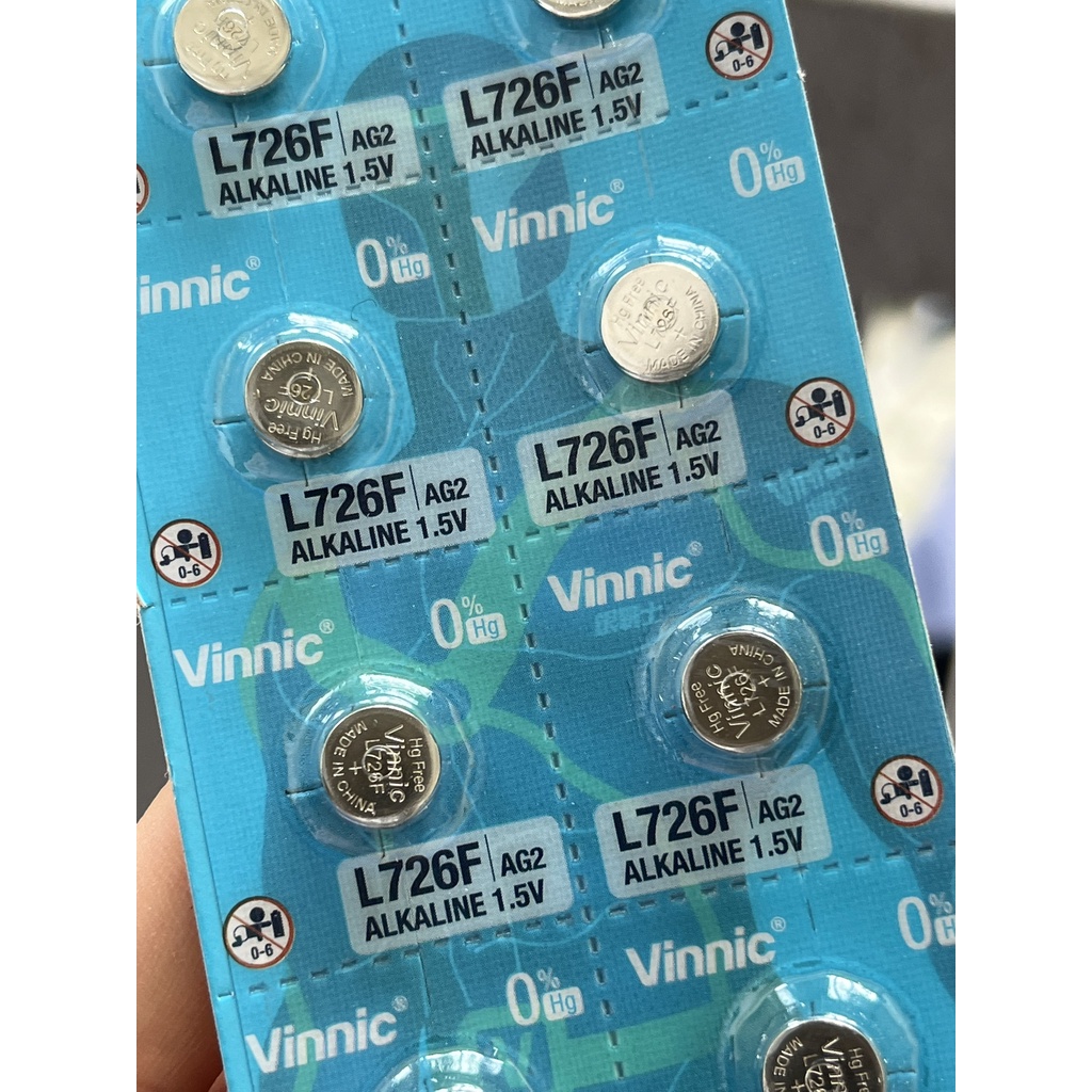 Vỉ 10 viên pin cúc áo VINNIC L726F Lr726 SR726SW SR726 726 397 1,55V ...