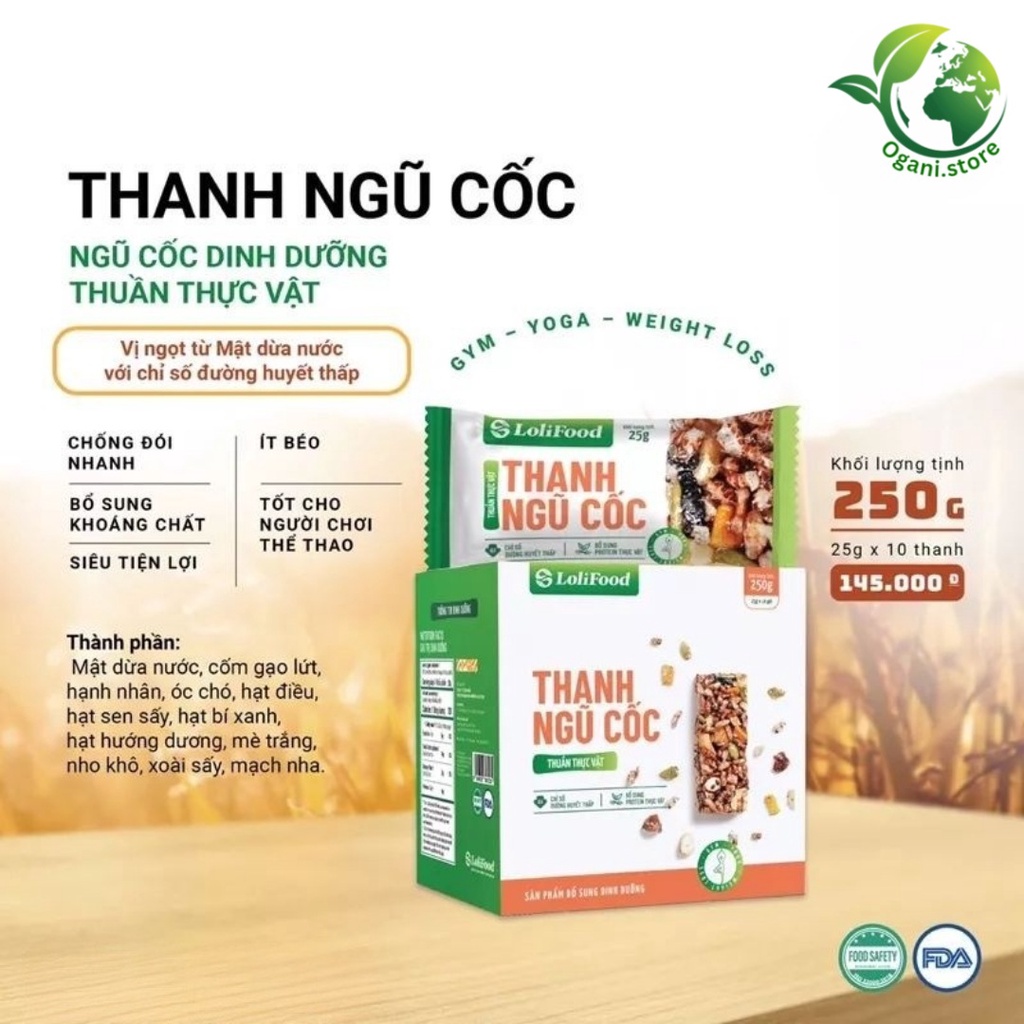Thanh ngũ cốc thực vật OGANI.STORE (10 thanh) mix granola siêu hạt tác ...