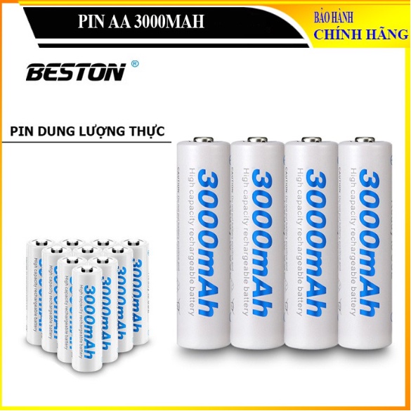 Pin sạc AA 3000Mah Beston mới 100% dung lượng thực sử dụng lâu HÀNG ...