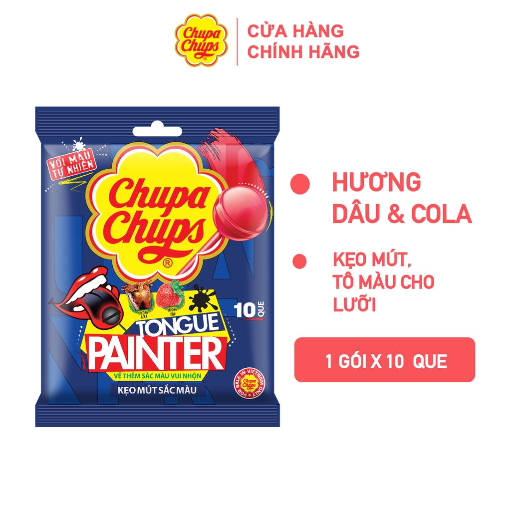 Kẹo mút Chupa Chups (Gói 10 que) Hương trái cây hỗn hợp và kẹo mút tô ...