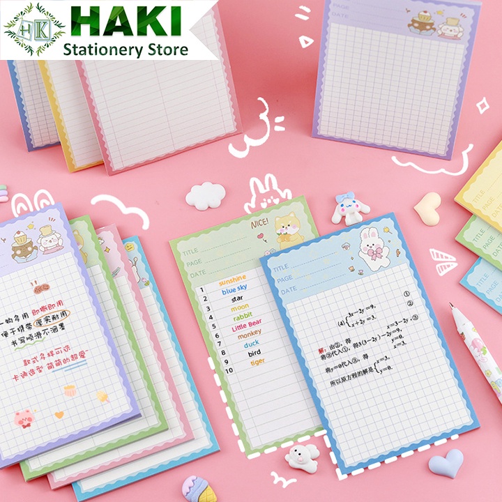 [ Xả Hàng Trả Kho] Giấy note ghi chú nhớ HAKI 30 tờ cute nhiều màu dễ ...