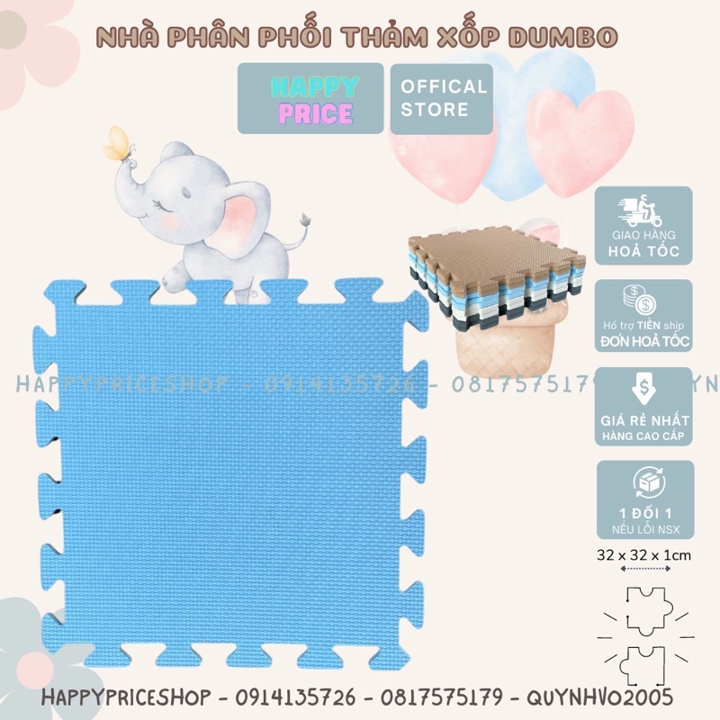 Thảm xốp ghép DUMBO MAT trơn kích 62*62cm lắp lọt lòng 60*60cm (cao cấp ...