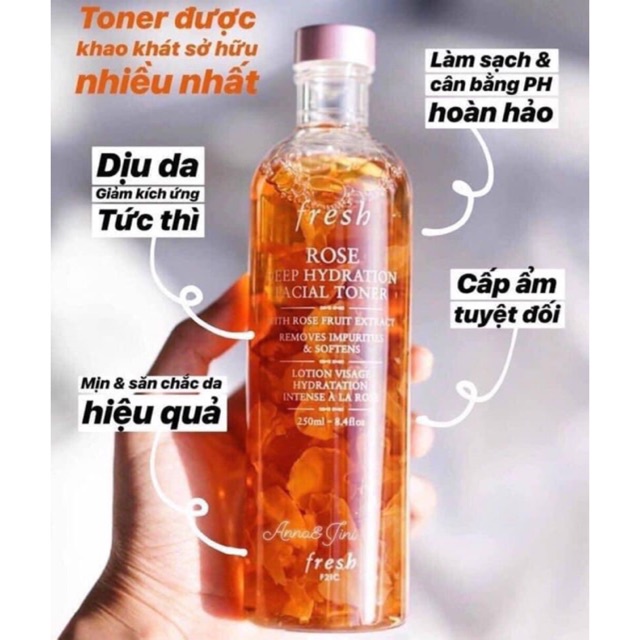 (250ml) Toner Fresh Nước Hoa Hồng Fresh - Toner Rose Deep Hyration ...