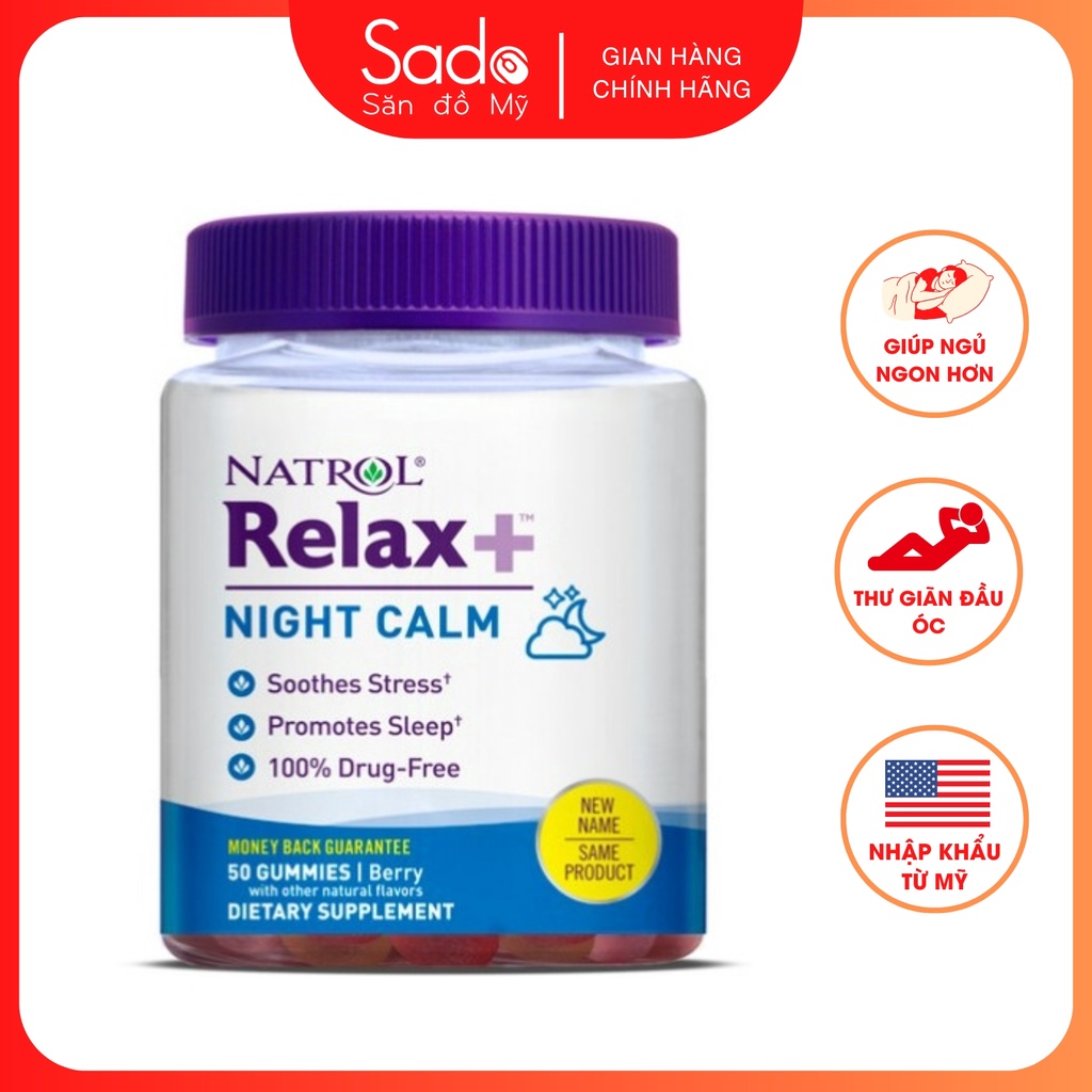 Natrol Relaxia Plus Night Calm Gummies (50 ct) - Giấc ngủ ngon và sâu ...