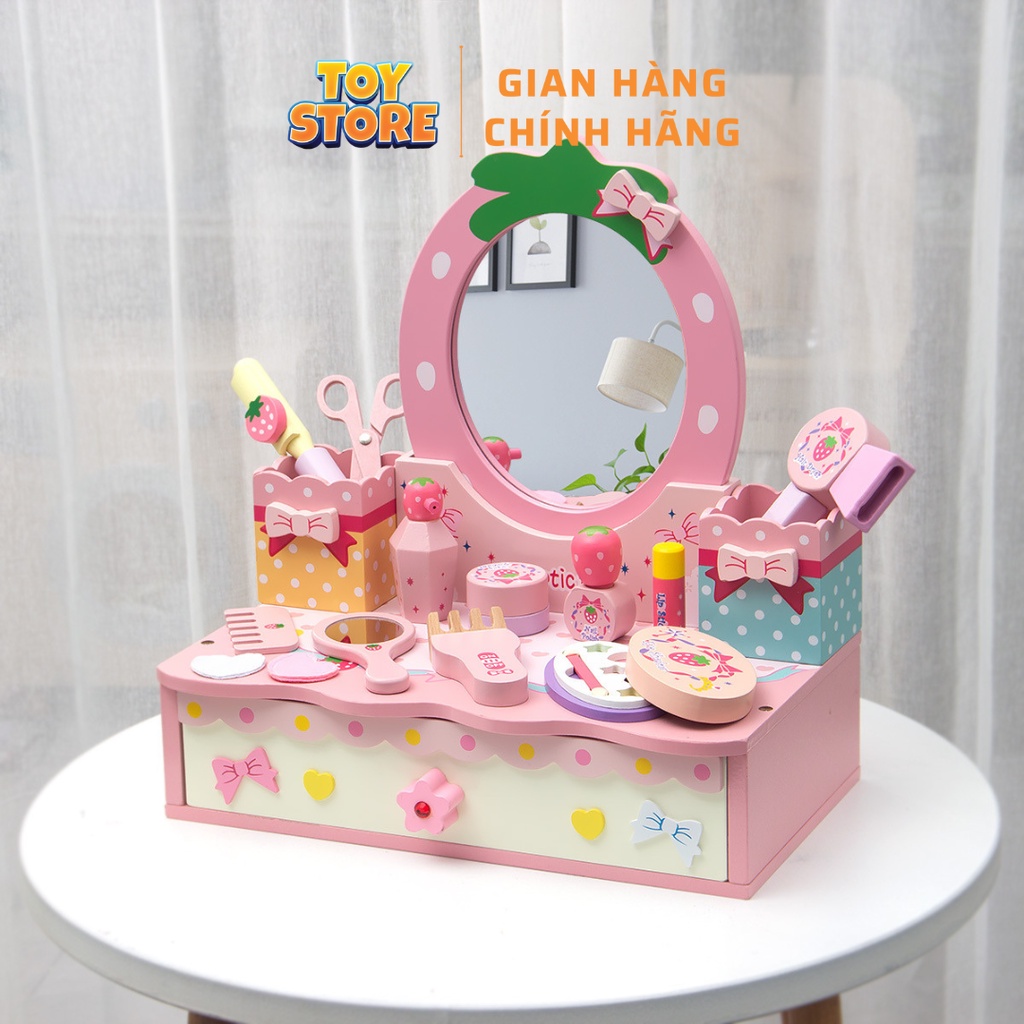 Bộ đồ Chơi Bàn Trang điểm Công Chúa Bằng Gỗ Cho Bé Toystore Fudaer
