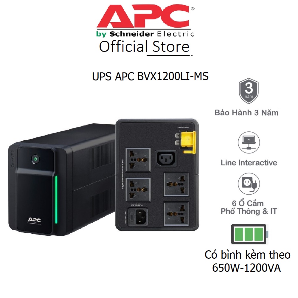 Bộ lưu điện UPS APC by Schneider Electric BVX1200LI-MS - 650W - 1200VA ...