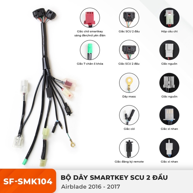 Dây điện Smartkey 2 đầu cho SCU Remote K59 (2 nút ) SunFa Sh ý, Sh V 13-15, AB 16-18, Fut 125 Fi ...