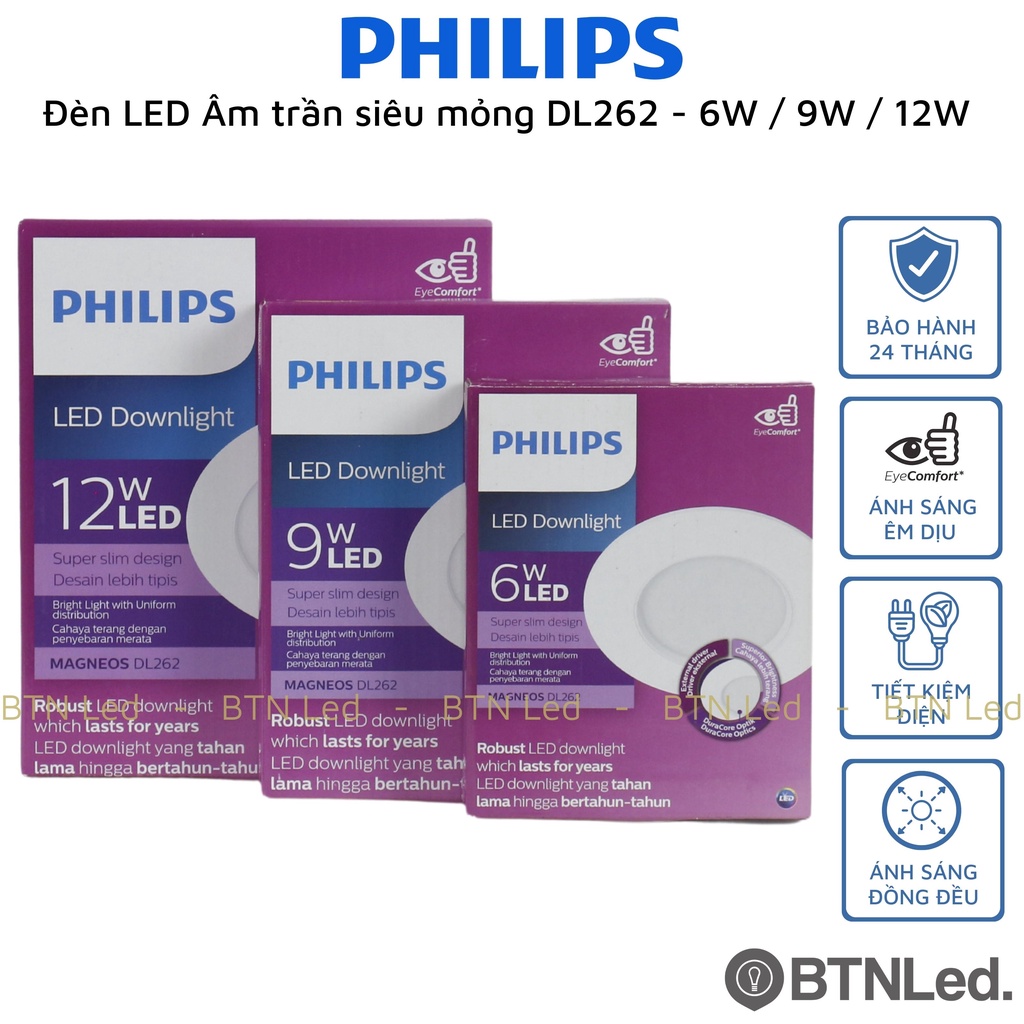 Bộ đèn LED PHILIPS Âm Trần Siêu Mỏng DL262 | Shopee Việt Nam