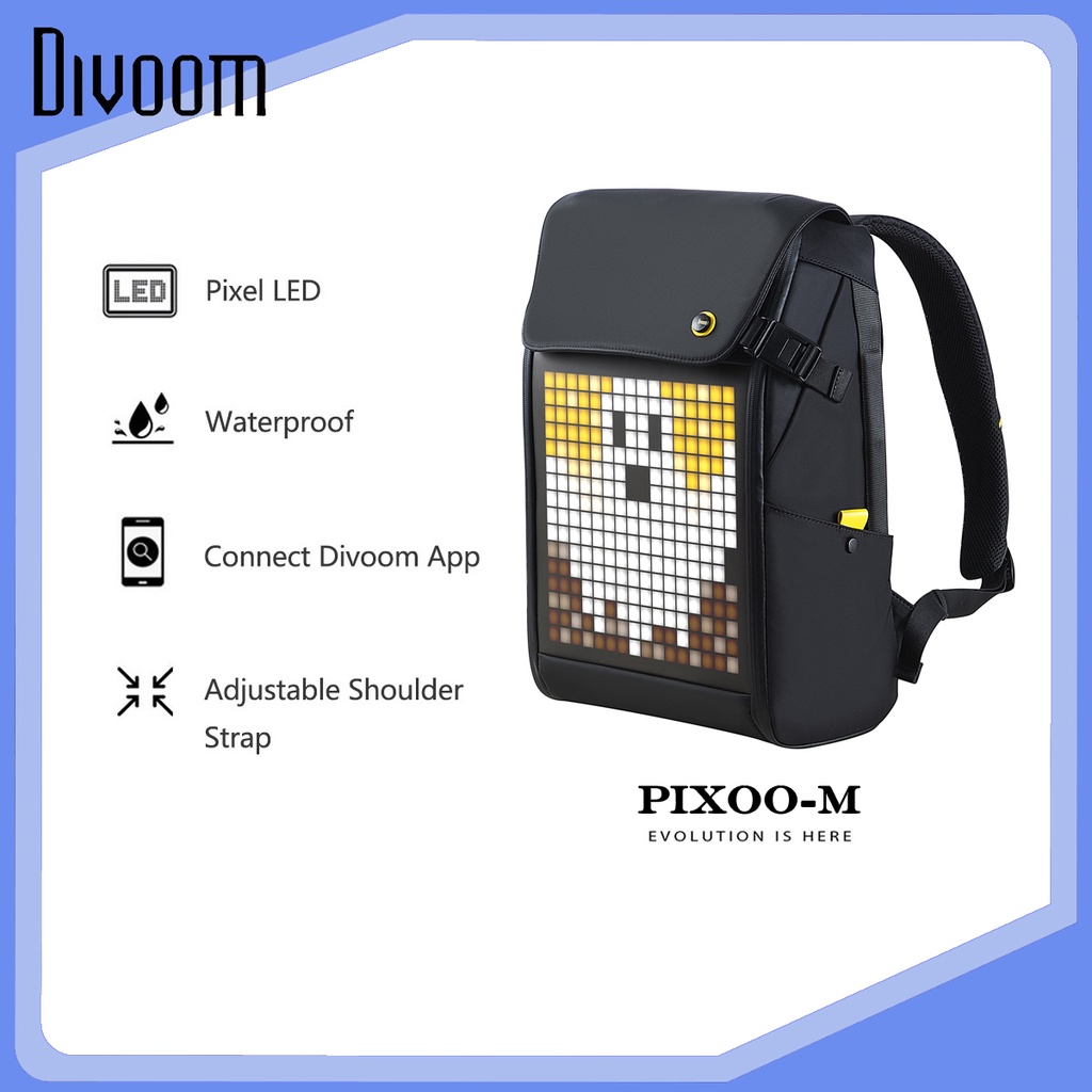 Divoom balo Pixoo Backpack-M, có hiển thị màn hình LED, ngăn chứa Laptop 15inch túi app Divoom ...