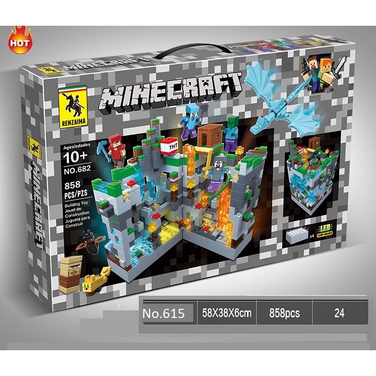 Lắp ráp xếp hình My World Minecraft 551 chi tiết có đèn led Gao ...
