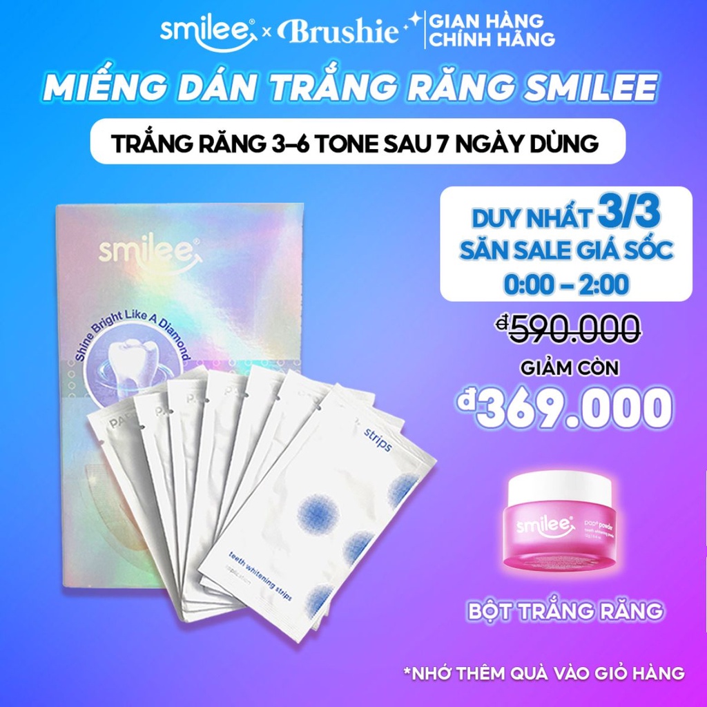 Miếng dán trắng răng Smilee, công nghệ PAP+ hiện đại giúp trắng sáng răng chỉ sau 1 lần sử dụng ...