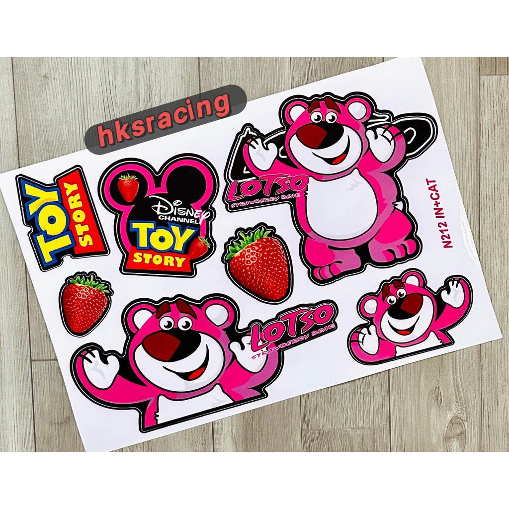 DECAL TEM DÁN TRANG TRÍ HÌNH GẤU DÂU LOTSO MÀU HỒNG | Shopee Việt Nam