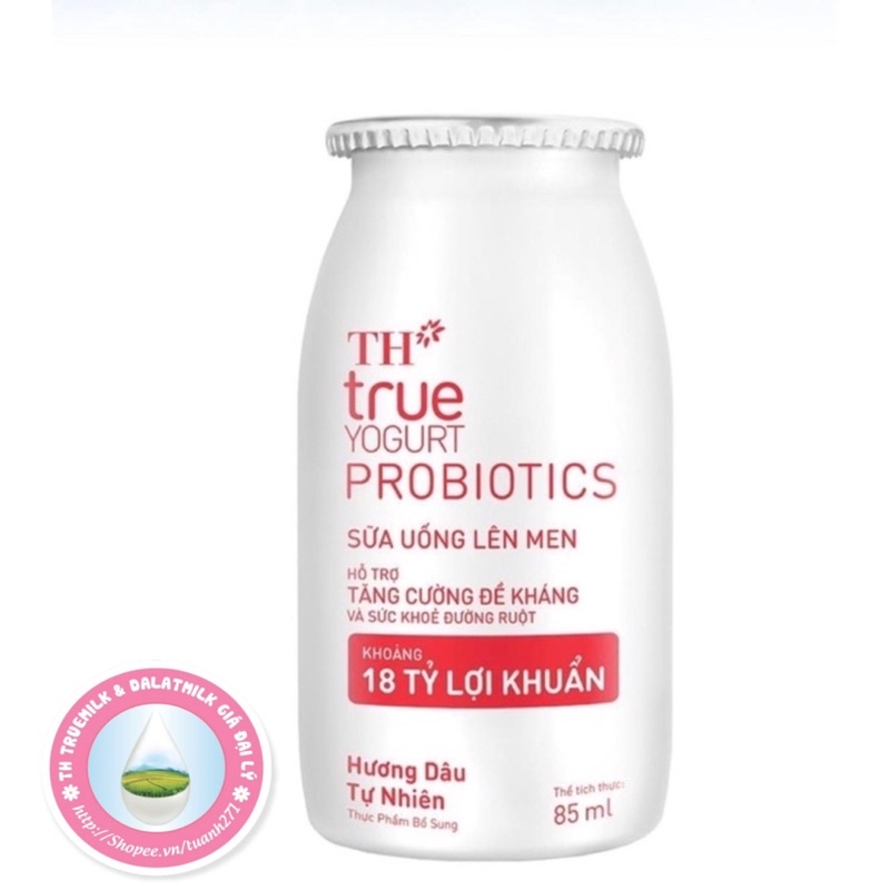 Sữa chua uống lên men Dâu TH TRUE YOGURT PROBIOTICS(48 chai) | Shopee ...