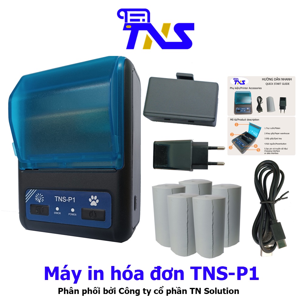 [Pin trâu-sạc nhanh] Máy in nhiệt in hóa đơn TNS-P1 hỗ trợ tất cả điện ...