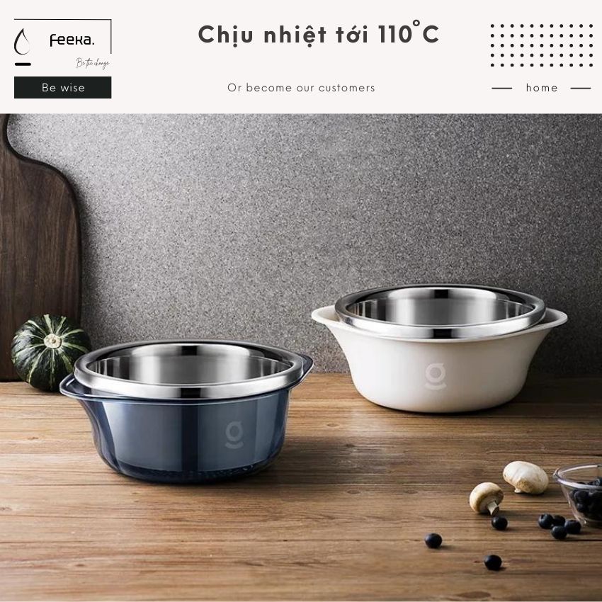 Rổ rửa rau đa năng nhựa cao cấp FEEKA 2 lớp sang trọng, thau nhựa rửa ...