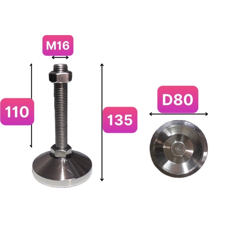 Chân tăng chỉnh ren M16 D80 dài 130mm mạ crom cao cấp | Shopee Việt Nam