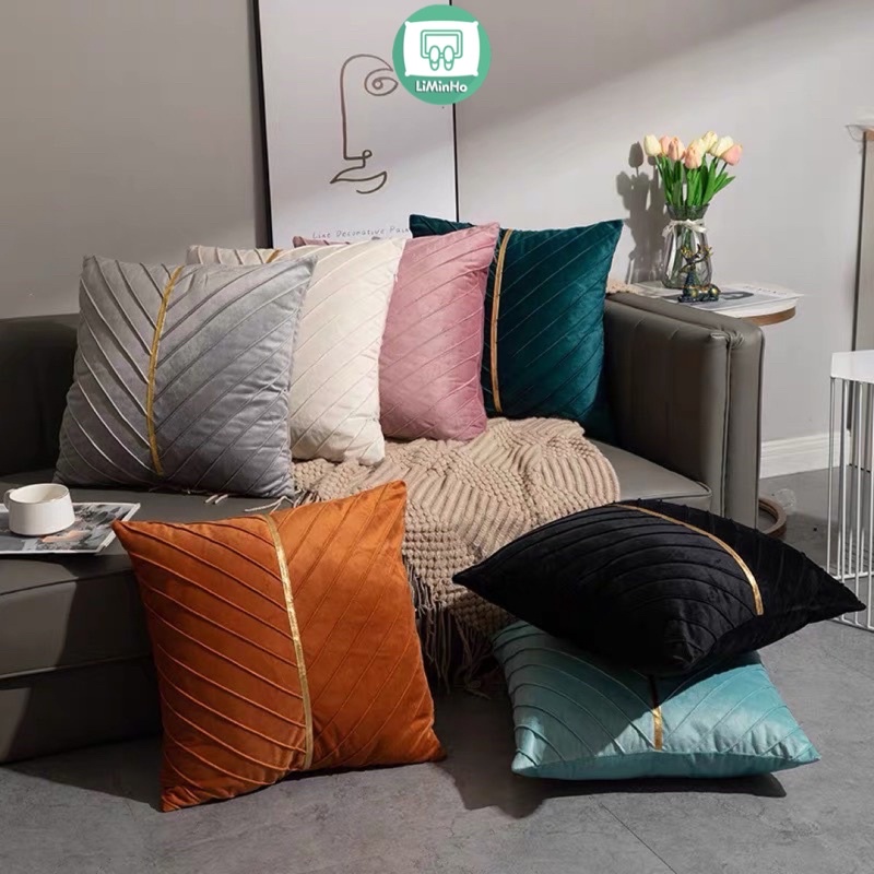 Gối tựa lưng sofa cao cấp GÂN RUY BĂNG chất liệu nhung lụa LiMinHo Shop ...
