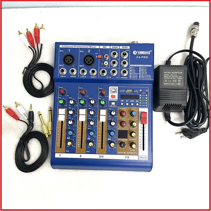 Bàn trộn âm thanh Mixer F4 Pro-Bluetooth-USB-Reverb,Ghép dàn Karaoke ...