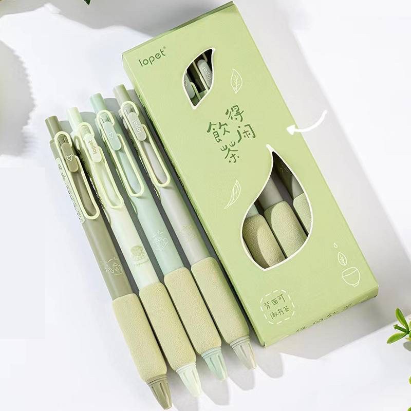[ LT-1286 ] Bút Lopet trà xanh matcha mực đen ngòi 0.5mm có đệm tay siu ...