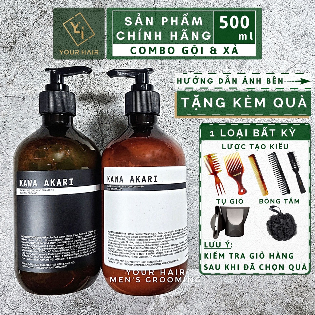 COMBO Nuôi Dưỡng tóc | Gội & Xả KAWA AKARI SHAMPOO & CONDITIONER - 500ml | Chính hãng Rusty Lab ...