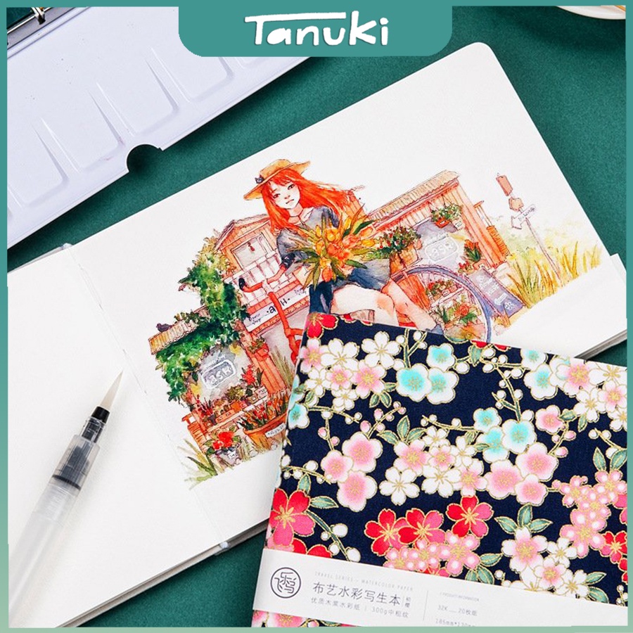 [TANUKI ART] Sổ vẽ màu nước bìa vải | Shopee Việt Nam